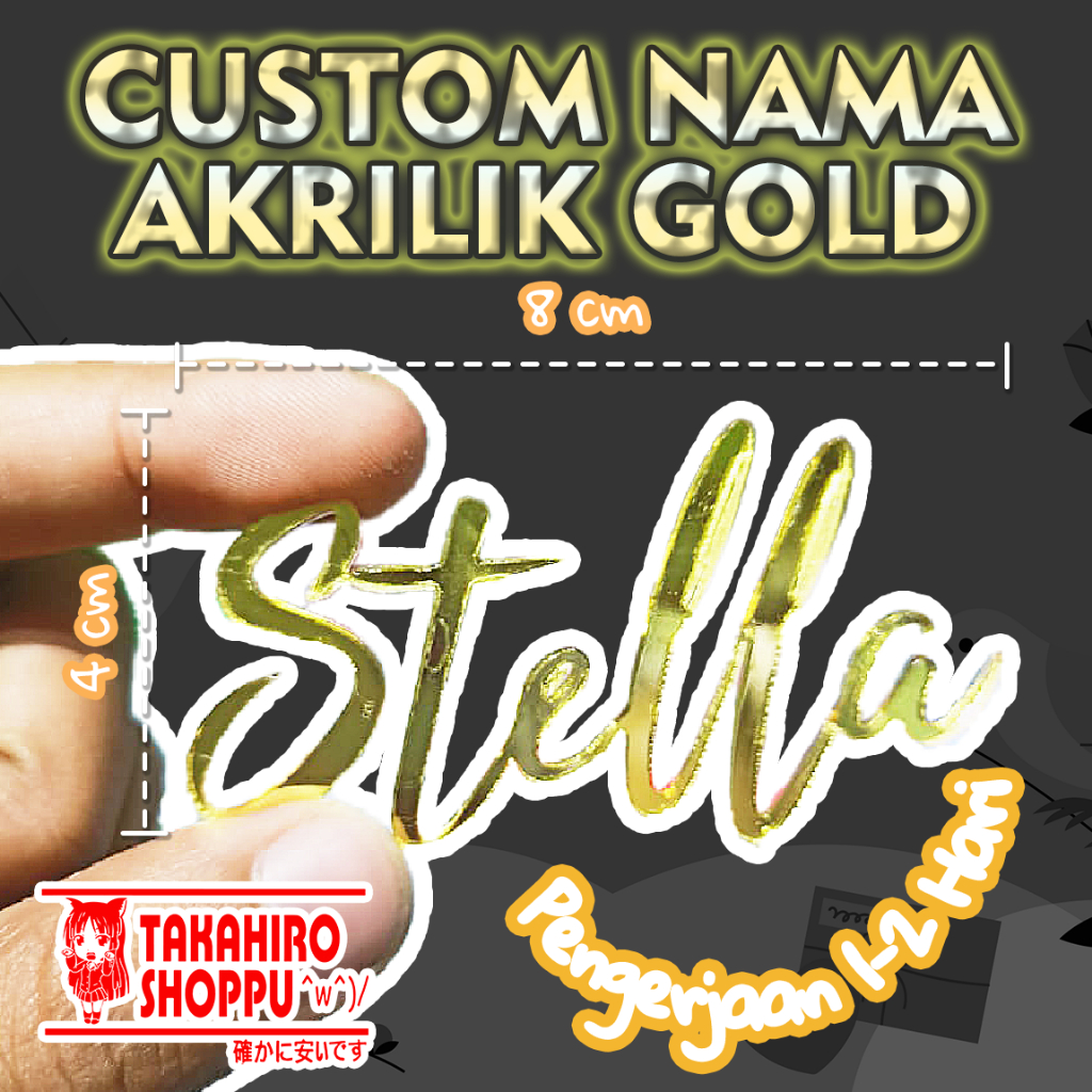 Jual Tulisan Akrilik Custom | Nama Akrilik Mirror Gold Cutting | Letter ...