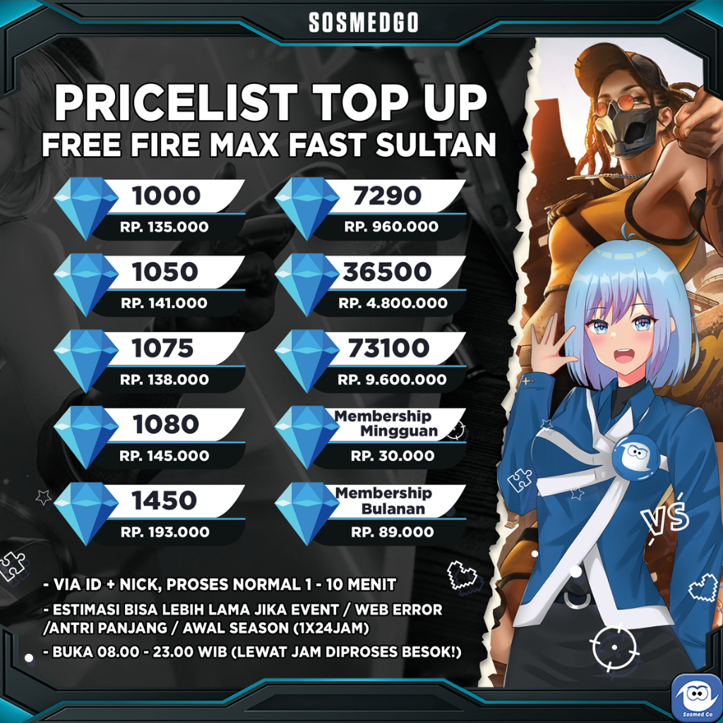 Jual Top Up Game Free Fire MAX Sultan (Via Id Only) | Shopee Indonesia