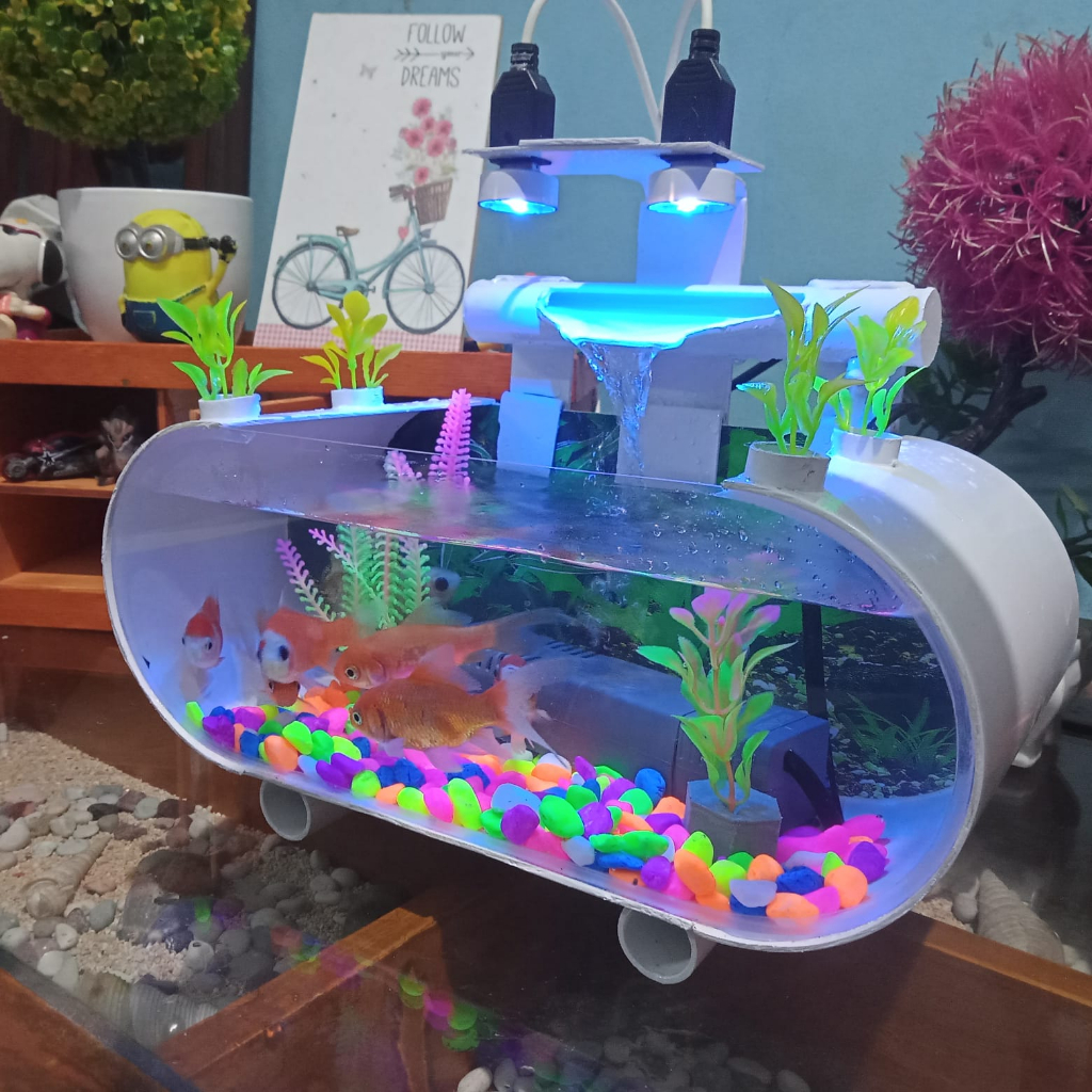 Jual Aquarium Minimalis Full Set Air Terjun Bahan Akrilik Lengkap ...