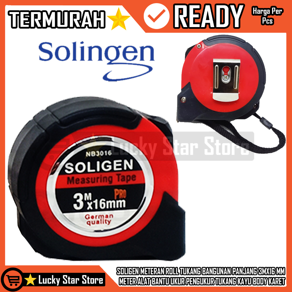 Jual SOLIGEN METERAN ROLL TUKANG BANGUNAN 3MX16MM METER BAHAN BODY FULL ...