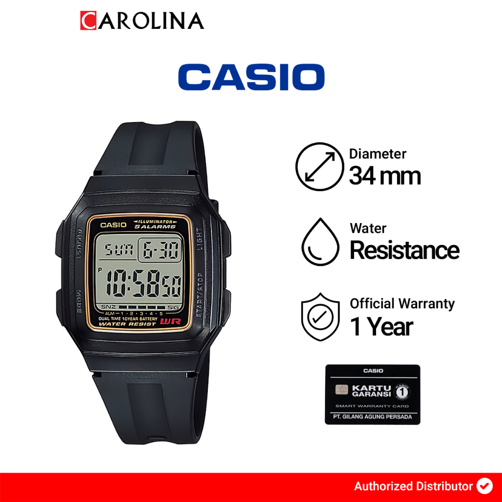 Jual Jam Tangan Unisex Casio General F-201WA-9A Digital Dial Black Resin Band | Shopee Indonesia