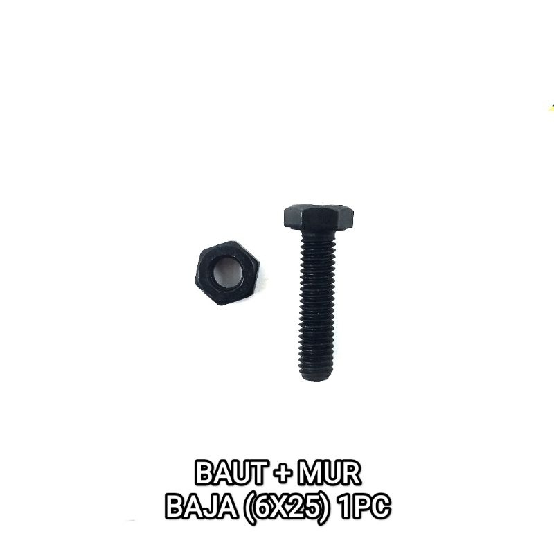 Jual Baut Mur Baja 6 X 25 (+ Mur) Harga Per 1 PC - Baud Mor Baja M6 ...