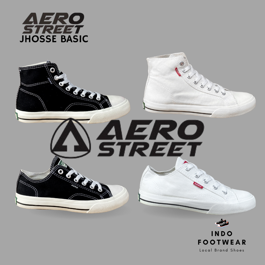 Jual Sepatu AEROSTREET JHOSSE BASIC High Low Hitam Putih Sepatu Sekolah ...