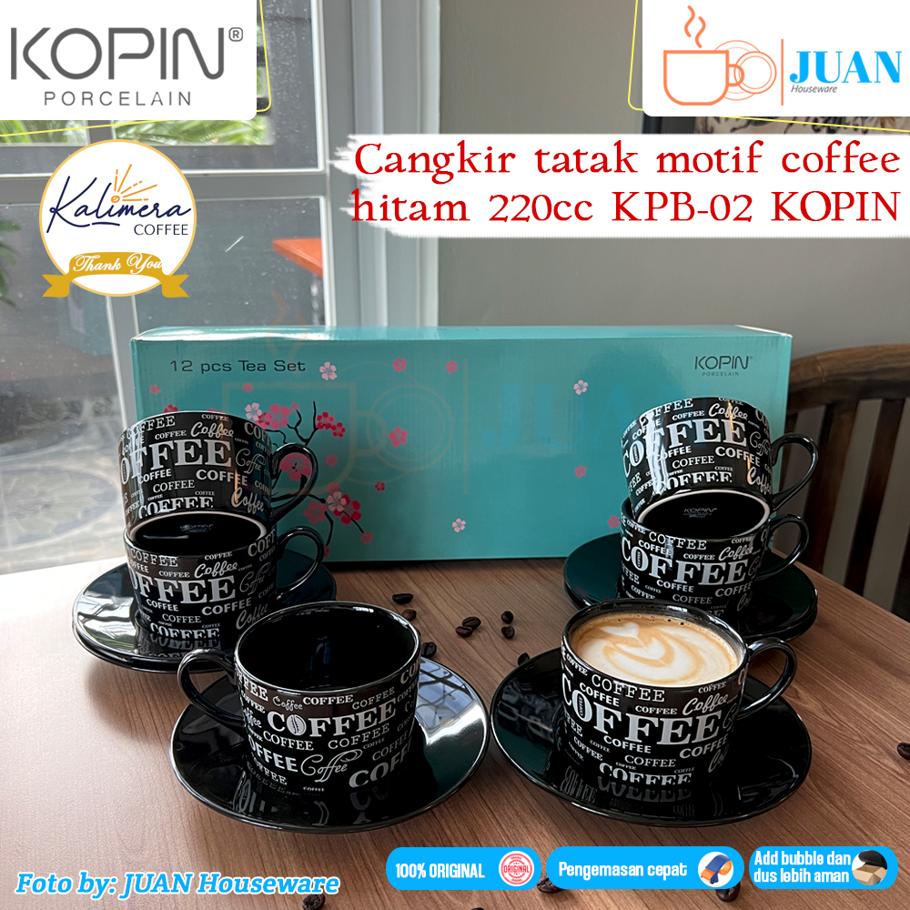 Jual KOPIN Cangkir set motif full print coffee 6 pasang tea cup 220cc ...