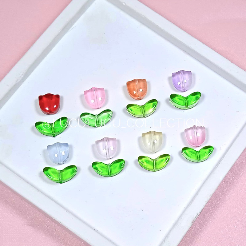 Jual Manik Bunga Tulip (5 Set) / Manik Monte Mote Bunga Tulip Kaca ...