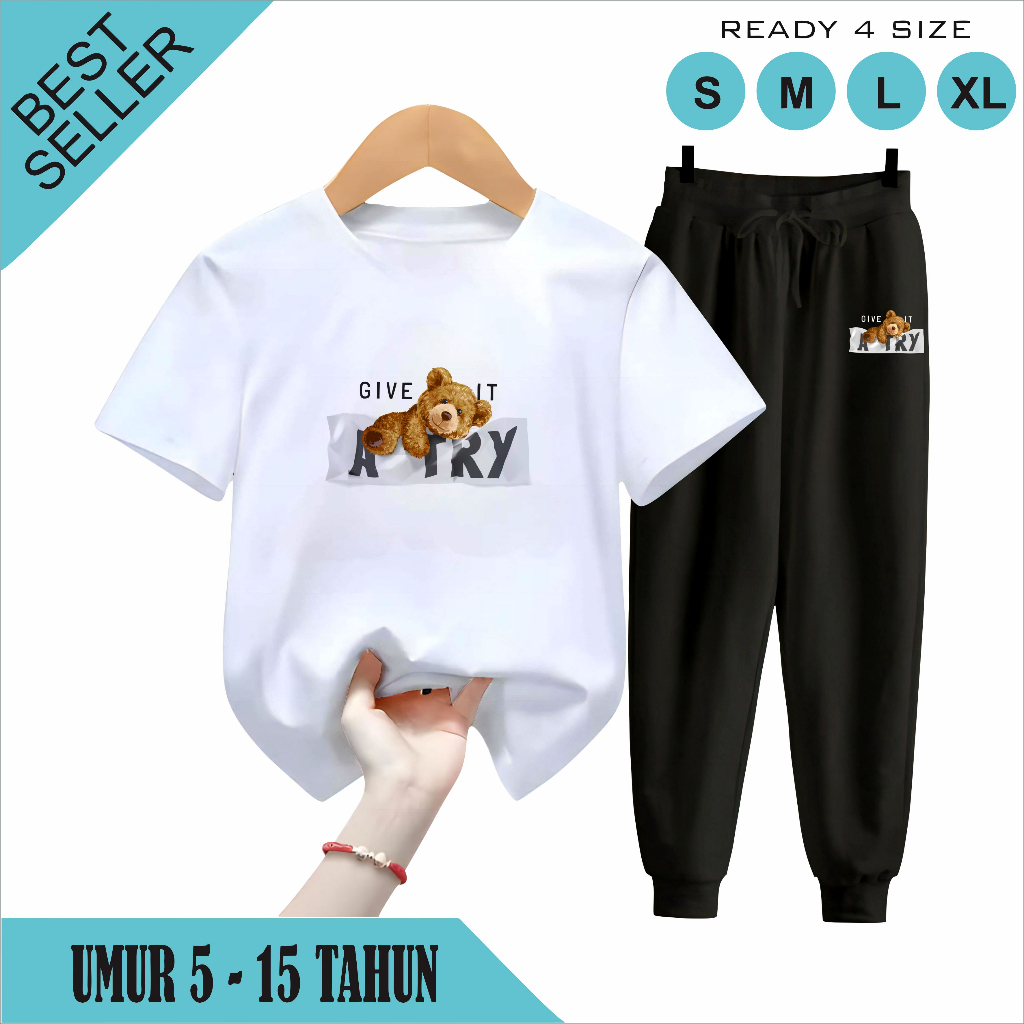 Jual Setelan Jogger Anak 5-15 Tahun Give A Try | Shopee Indonesia