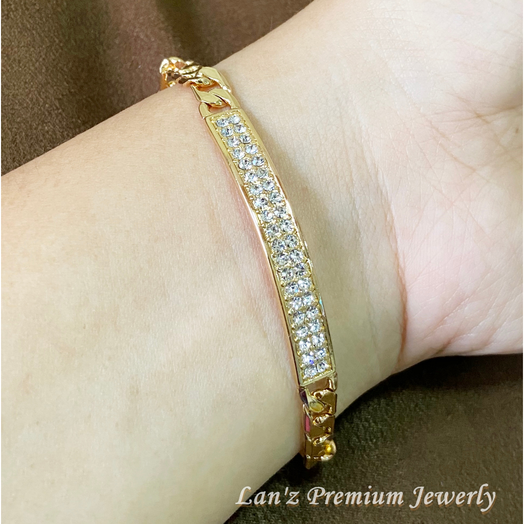 Jual Premium Gelang Rantai Persegi Full Kristal Grade A ( Emas ...
