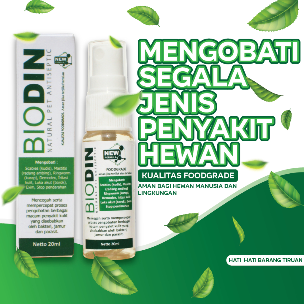 Jual Biodin Herbal Antiseptik 20ML Obat Scabies/Jamur Kucing Kelinci ...