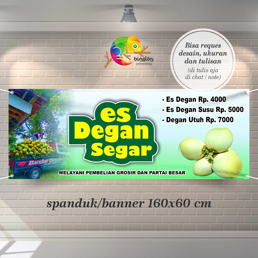Jual MMT 160x60 Cm Spanduk Banner Es Degan, Es Kelapa | Shopee Indonesia
