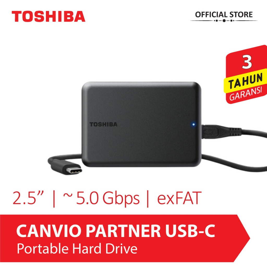 Jual Toshiba Canvio Partner Type-C Hardisk Eksternal 2TB - Hitam ...