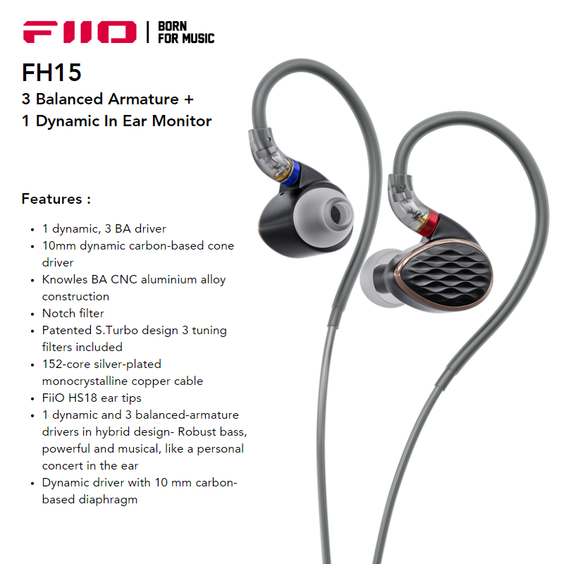 Jual FiiO FH15 / FH 15 3 Balanced Armature + 1 Dynamic In Ear Monitor | Shopee Indonesia
