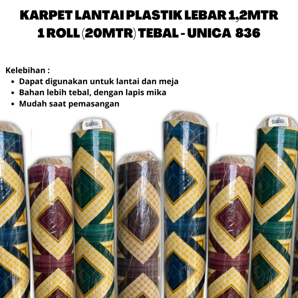 Jual Karpet Plastik Vinyl Meteran untuk Meja dan Lantai Tinggi 1,2x20 M Tebal Unica KODE 836 (1 ...