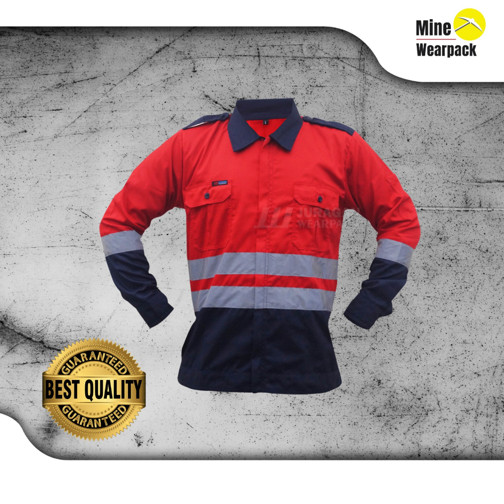 Jual Baju Safety Kemeja Wearpack Merah Navy Double Scotlight Seragam ...