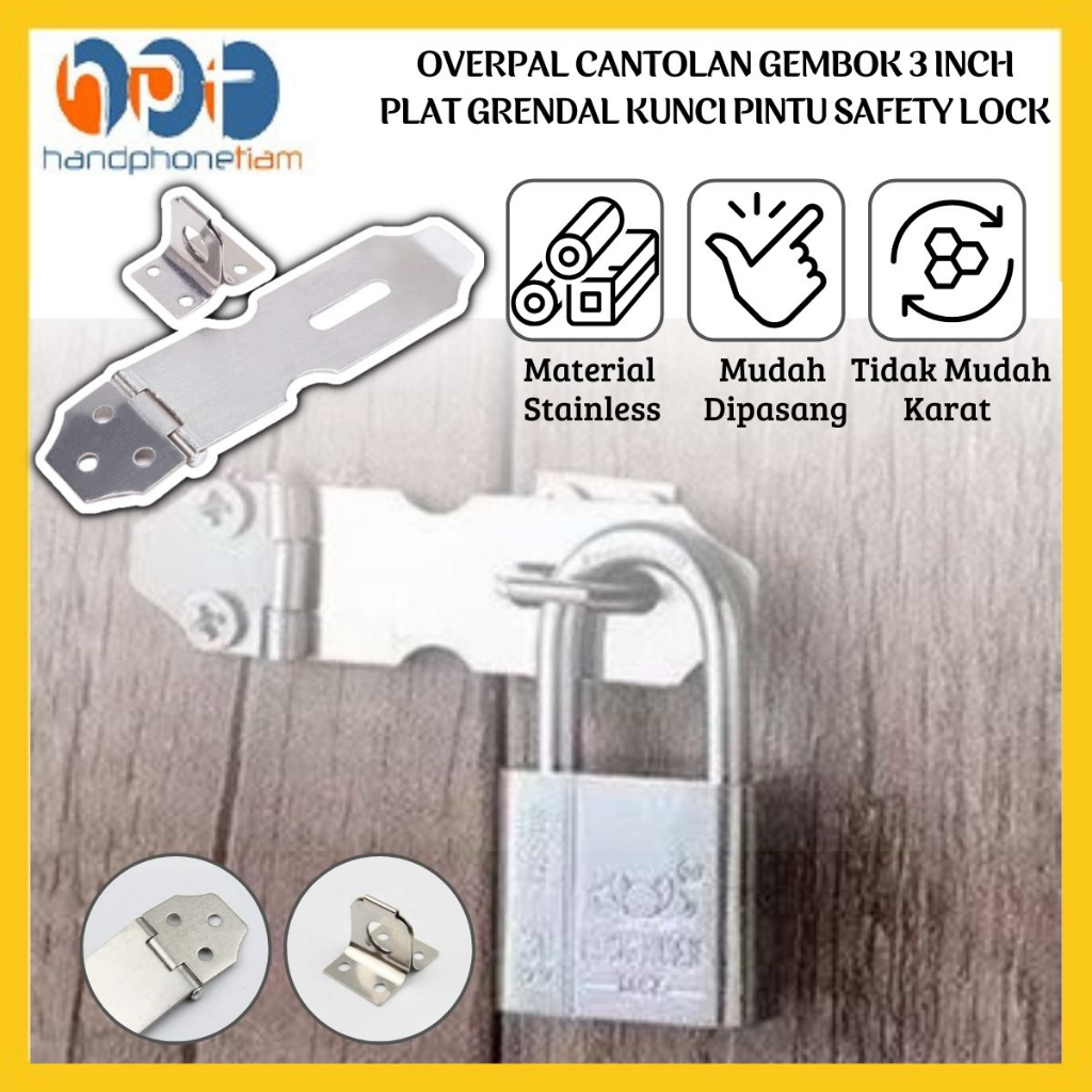 Jual Overpal Cantolan Gembok 3 Inch Plat Grendel Kunci Pintu Safety ...