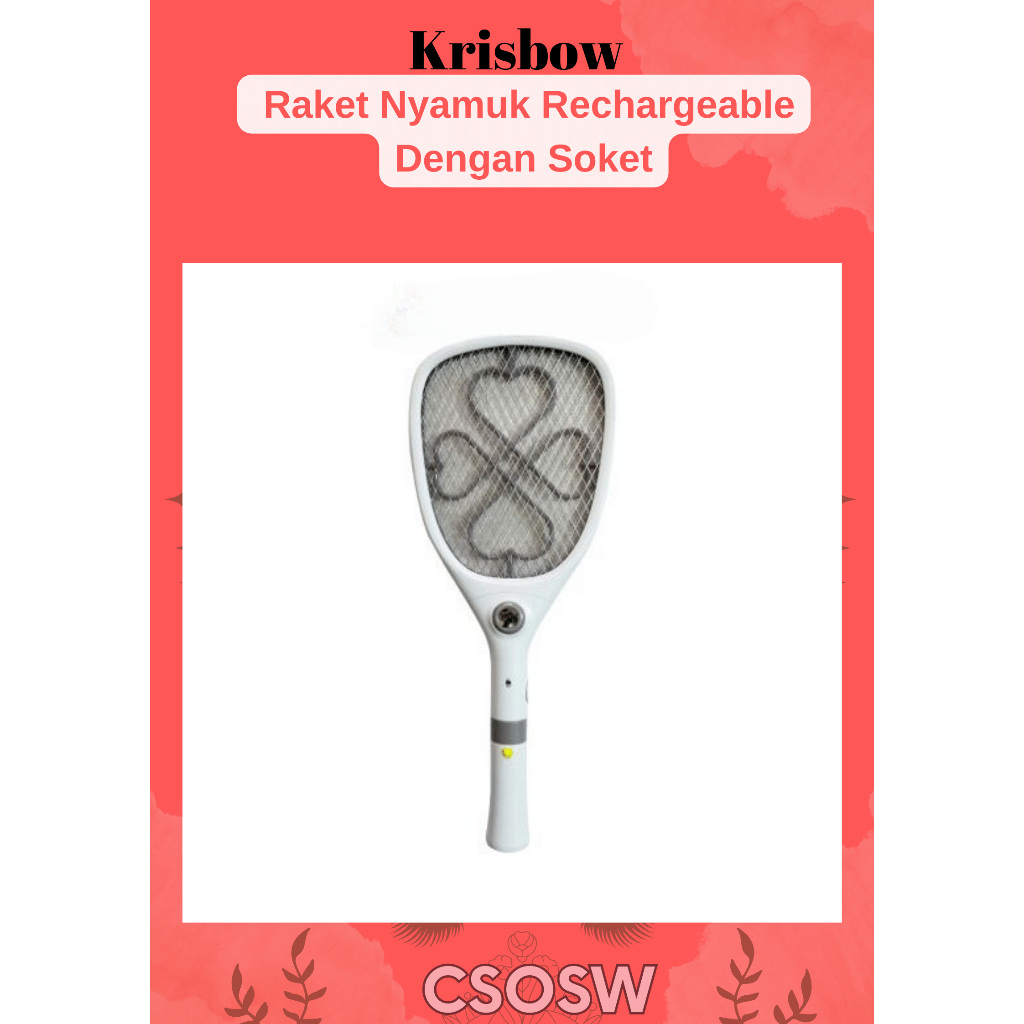 Jual Krisbow Raket Nyamuk Rechargeable Dengan Soket Raket Listrik ...