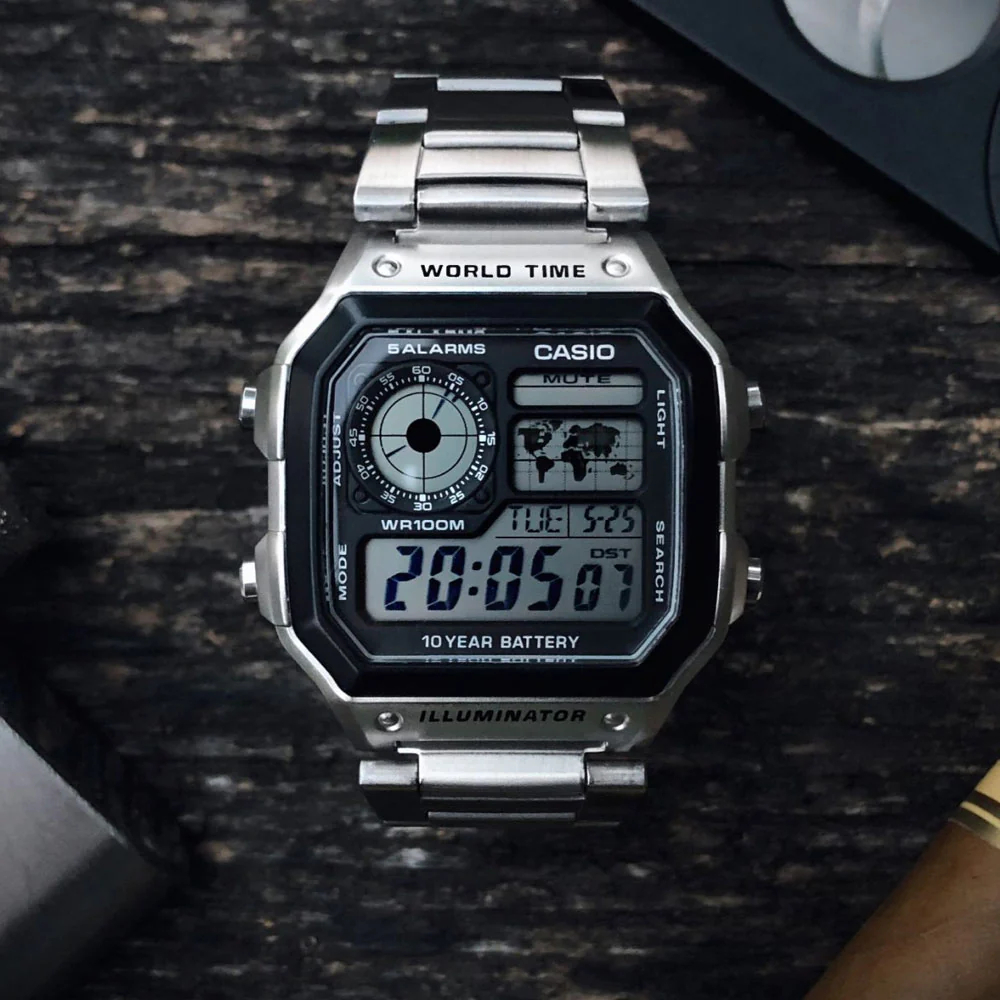 Jual Jam Tangan CASIO AE 1200WHD Garansi Original 100% Digital LED Pria Stainless Steel Rantai ...