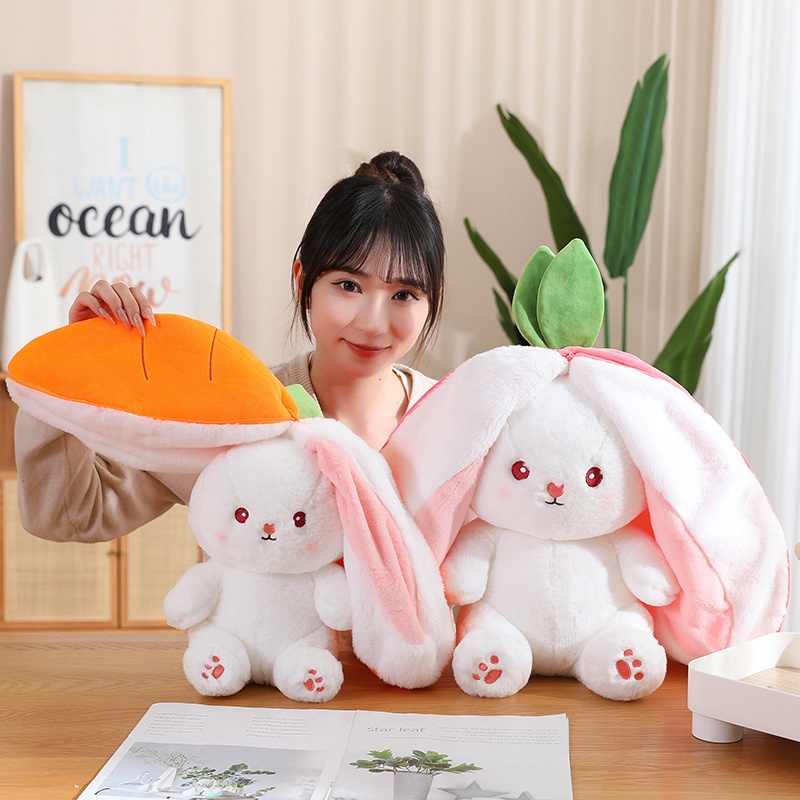Jual Mainan anak Boneka Kelinci Stroberi, Kelinci Lucu 2 In 1 Telinga ...