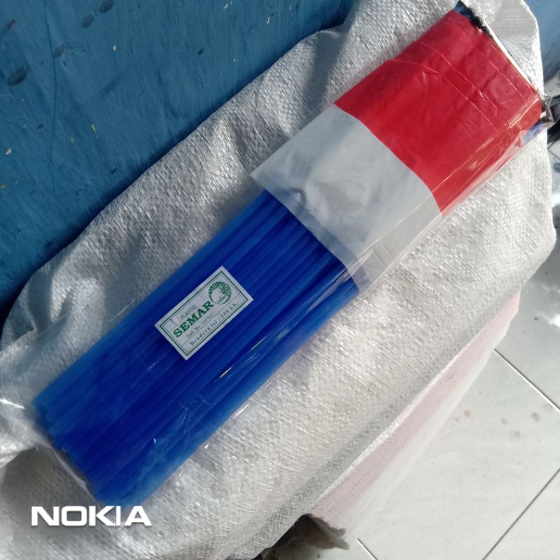 Jual Bendera tangan plastik merah putih plus stik stick sedotan 36cm ...