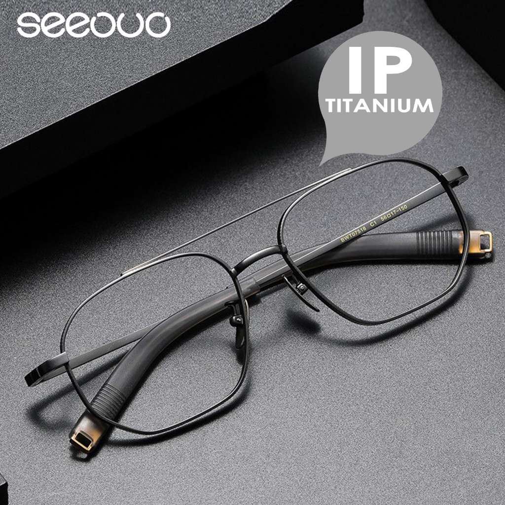 Jual Seeouo - Frame Kacamata Lensa Plano Bahan Titanium Retro Classic Fashion Pria Wanita Bisa ...