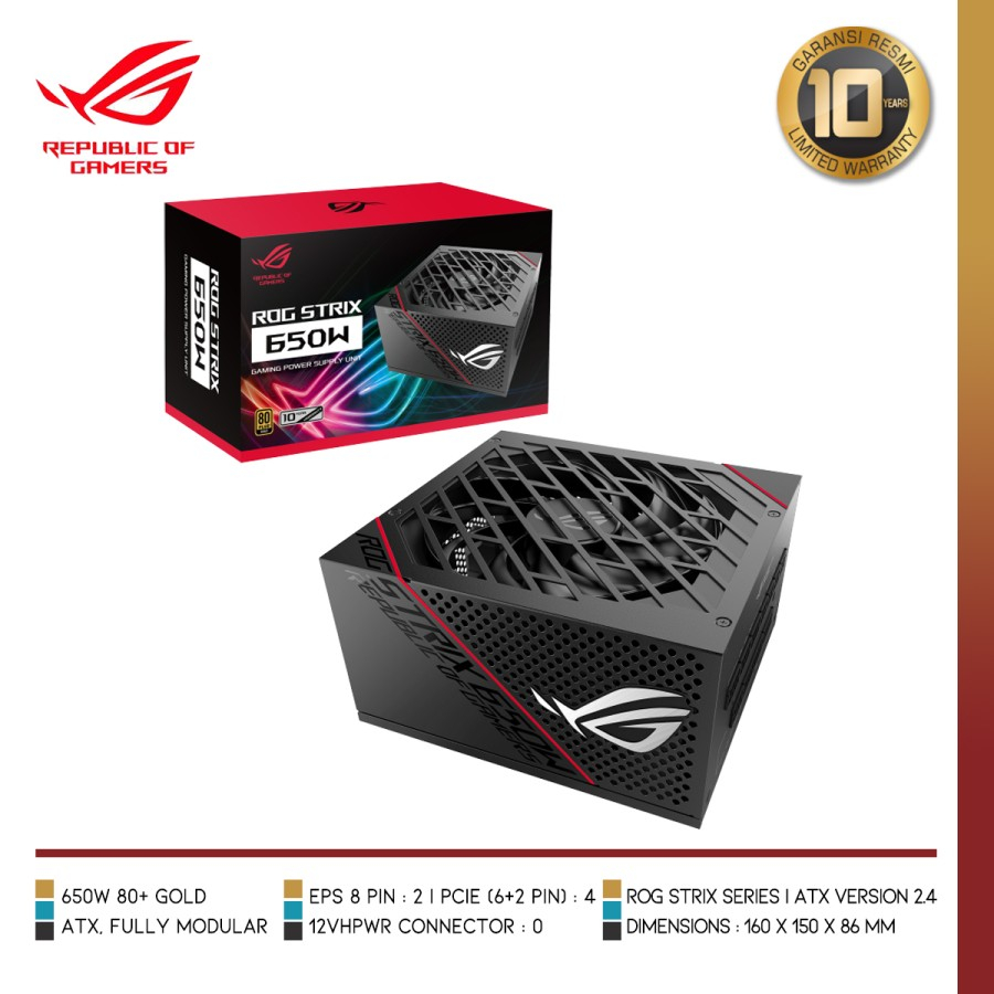 Jual ASUS - ROG STRIX 650G Fully Modular 80 Plus Gold 650W ATX Power ...