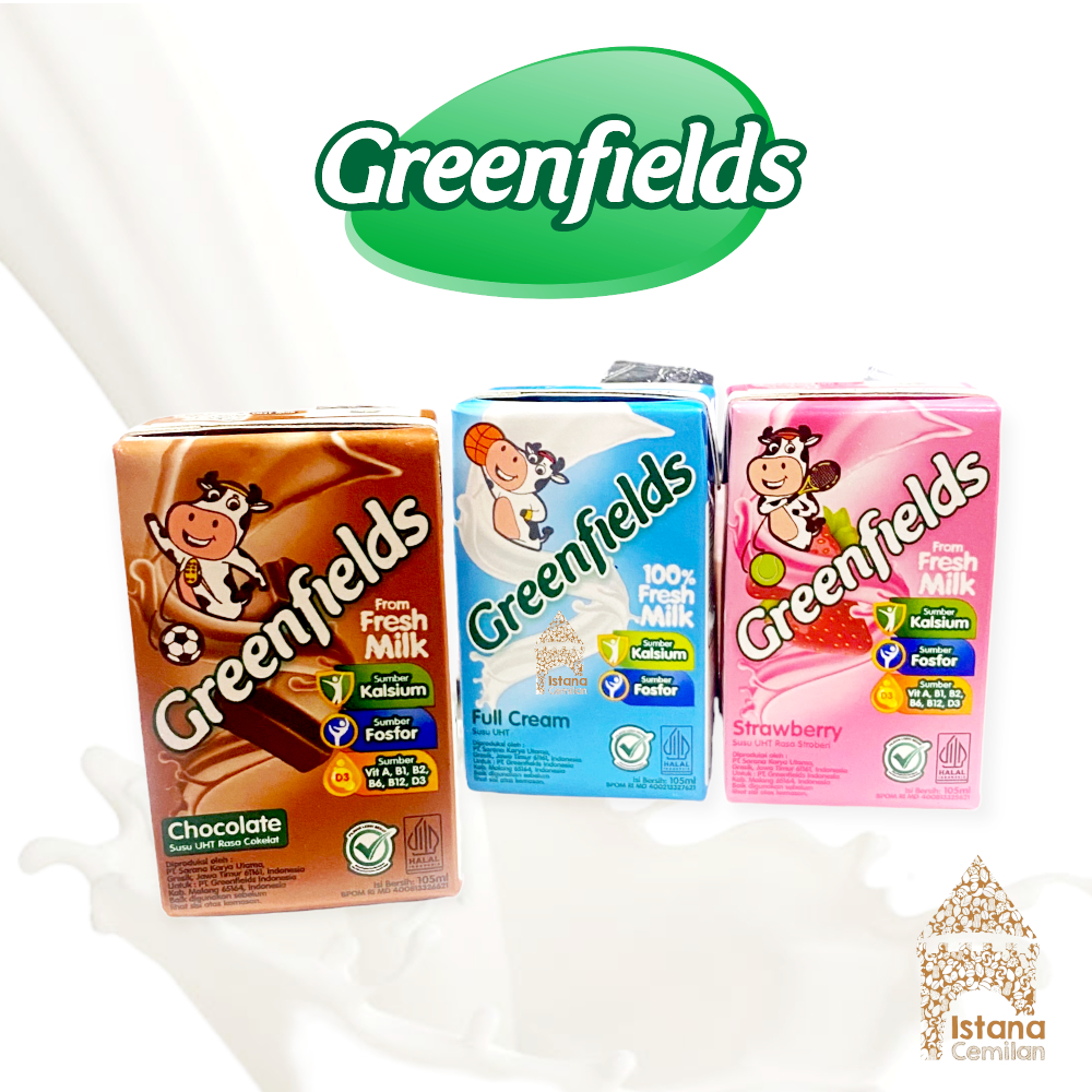 Jual Susu Greenfields UHT 105 ML Full Cream / Choco Malt / Strawberry | Shopee Indonesia