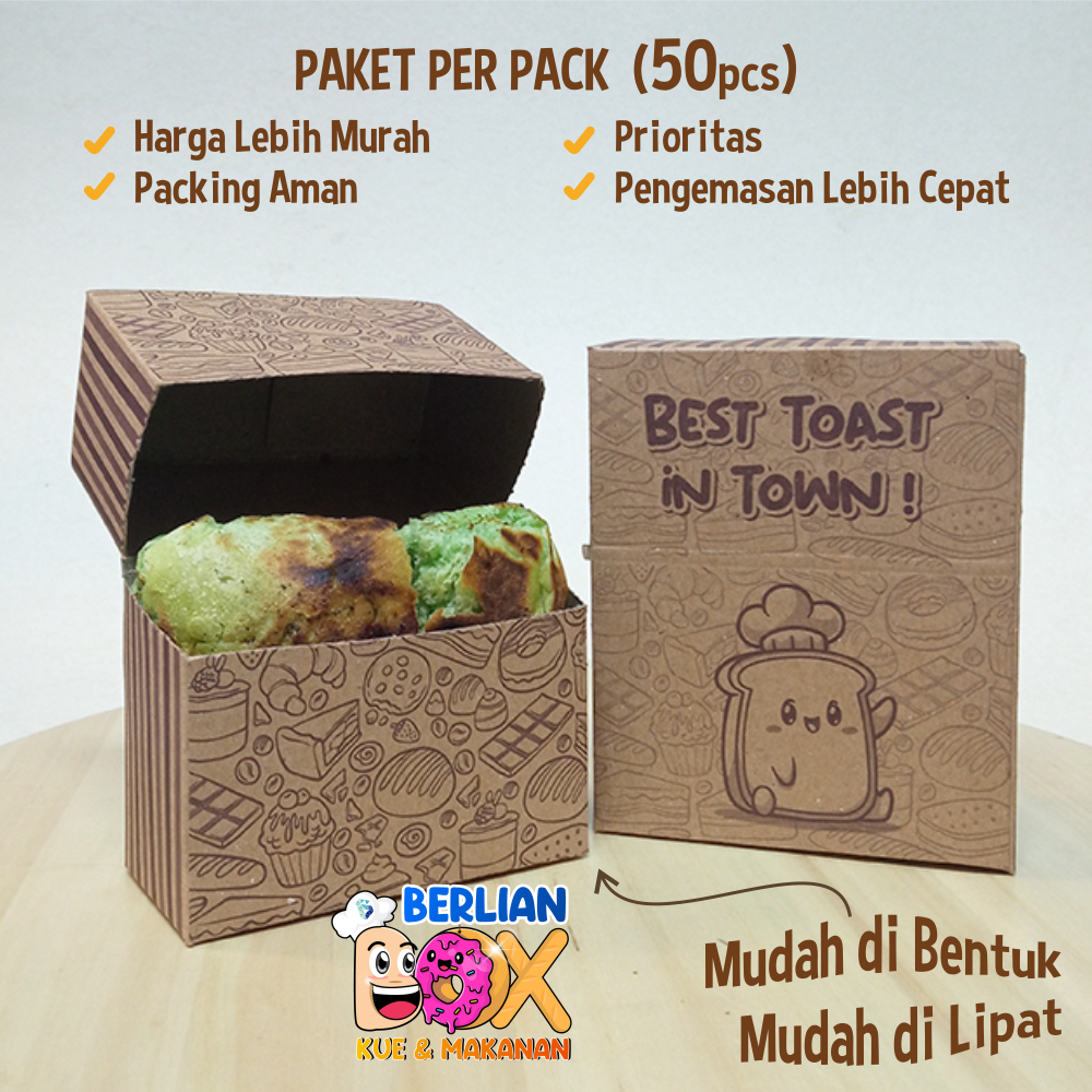Jual Toast Box Motif isi 50 pcs Bahan Kraft Premium | Shopee Indonesia