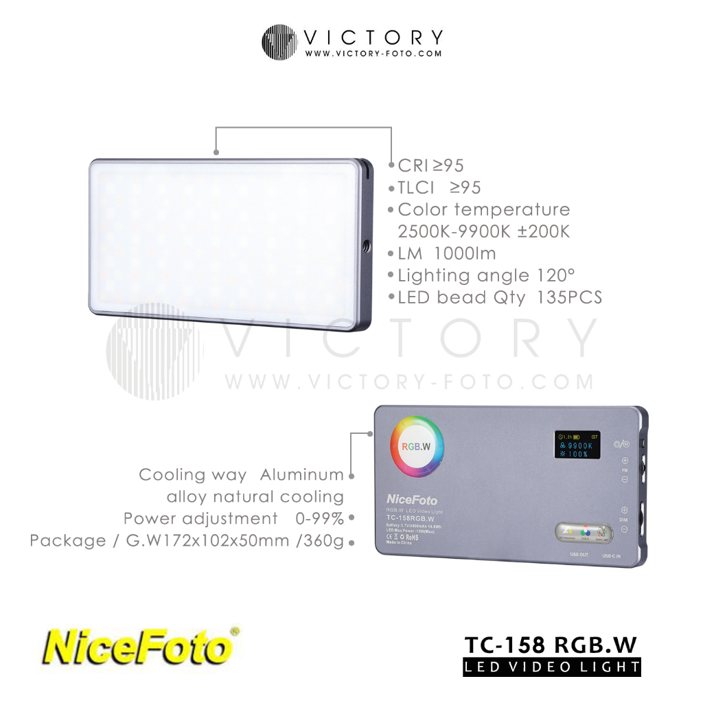 Jual Nicefoto LED Light TC-158RGB.W NiceFoto Lampu Video LED 10W RGB.W ...