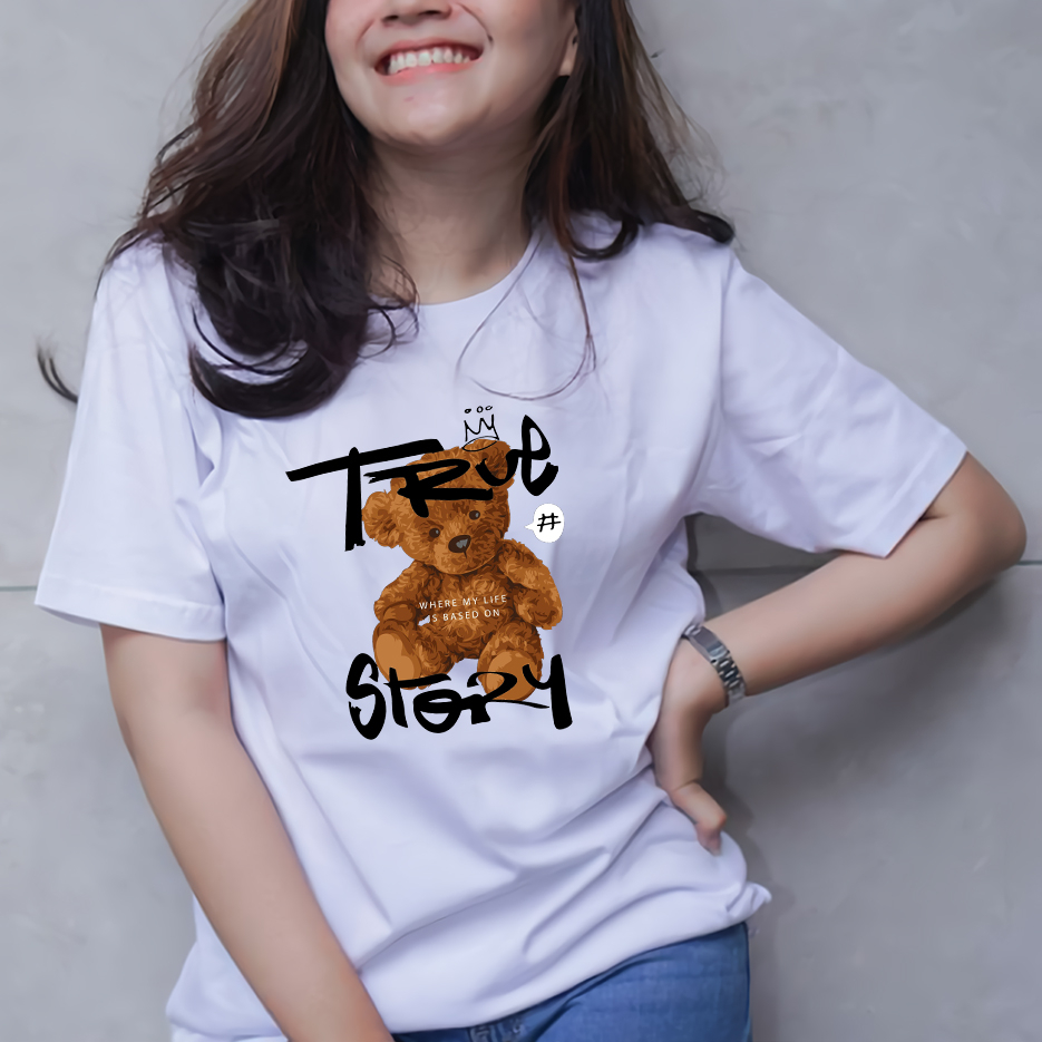Jual COD ID - Tshirt Motif True Story/ Kaos Katun Wanita / Baju Kaos ...
