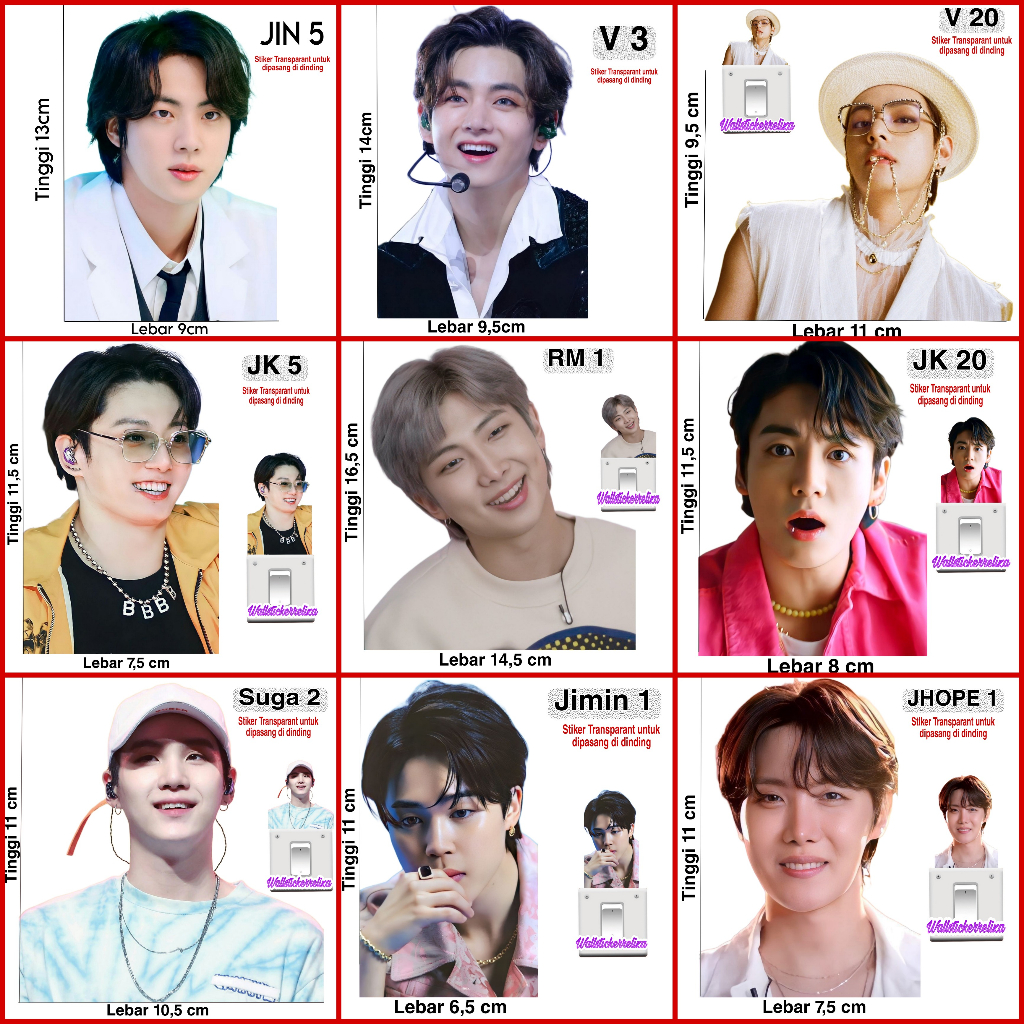 Jual BTS Reliza Wall Sticker Saklar Kpop Lucu Jk jungkook Jin Jhope ...