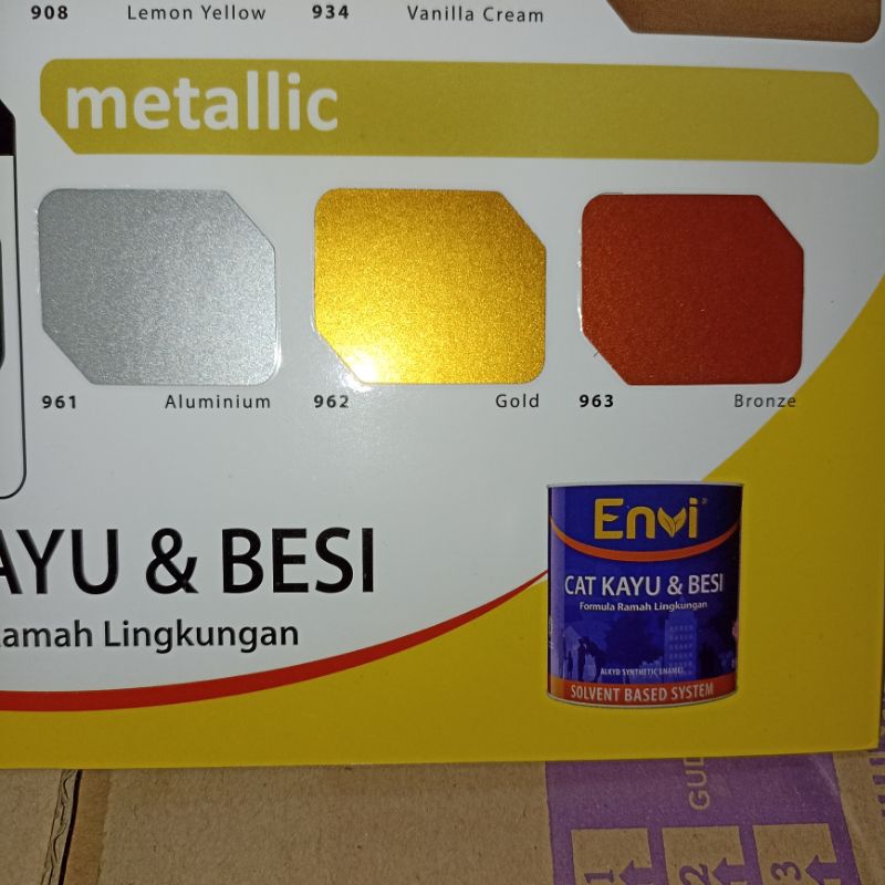 Jual cat kayu besi Envi Indaco sintetik metallik 0.2l, 0.1l kemasan ...