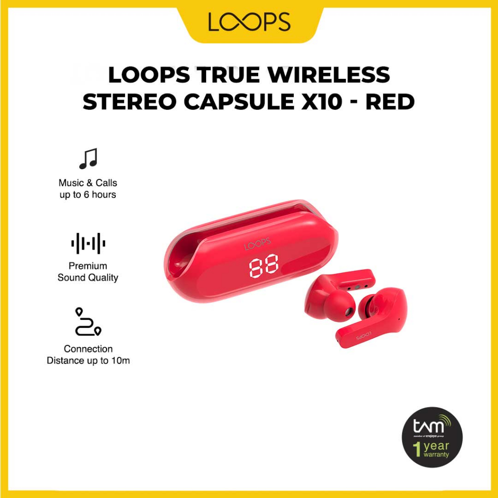 Jual LOOPS True Wireless Stereo Capsule X10 - Red | Shopee Indonesia