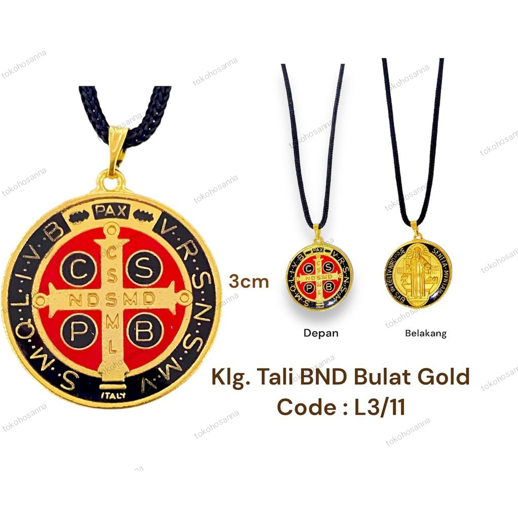 Jual Kalung Tali Medali Benediktus Bulat Warna Gold | Shopee Indonesia