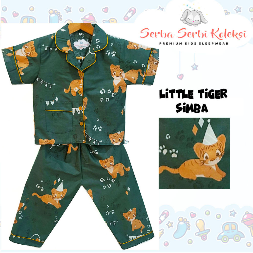 Jual PIYAMA ANAK motif Little Tiger Simba / BAJU TIDUR ANAK KATUN ...