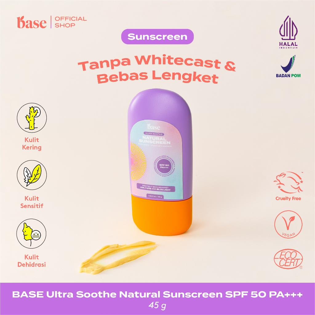 Jual [BEST SELLER] BASE Ultra Soothe Natural Sunscreen SPF 50 PA+++ 45 ...