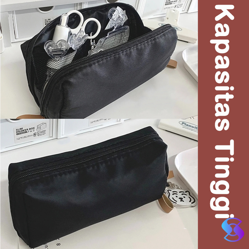 Jual Pouch/Pencil Case/Tempat Pensil Warna Hitam Berlapis Kapasitas ...