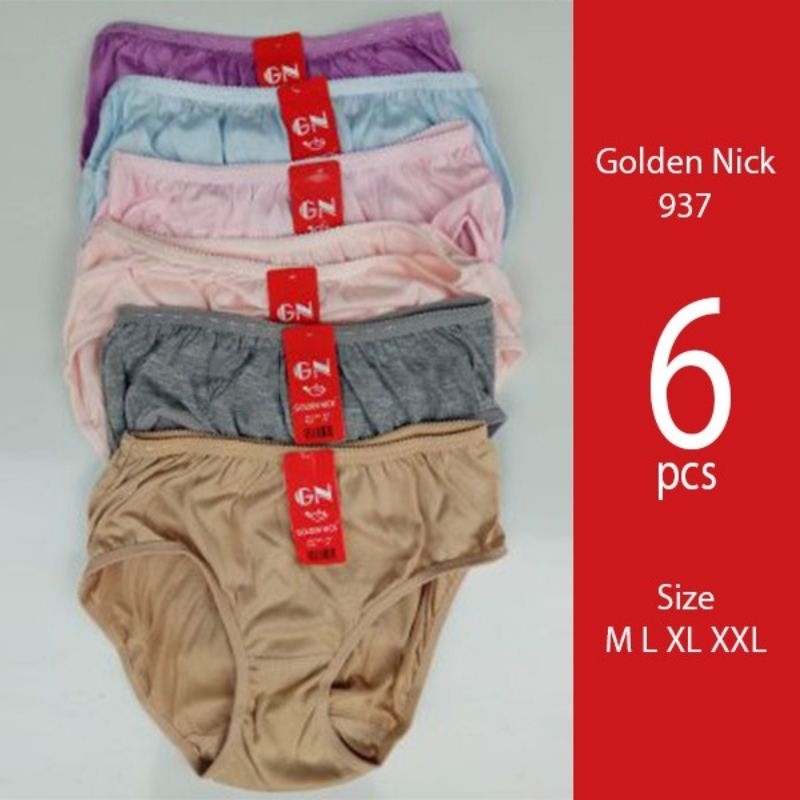 Jual GOLDEN NICK 937 939 931 | 6 Pcs CD Golden Nick | Celana Dalam Wanita Warna Terang Dan Warna ...