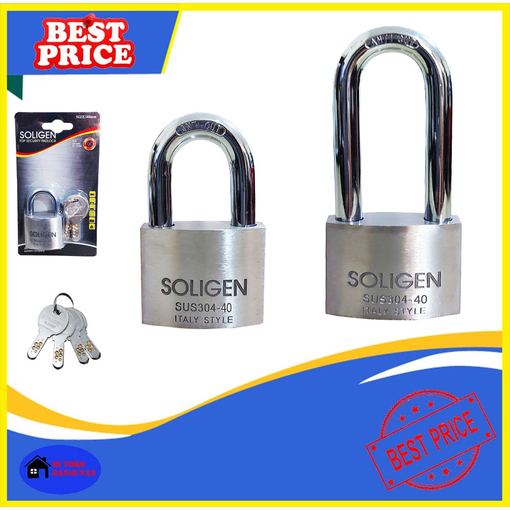 Jual Gembok Komputer SOLIGEN Stainles SUS 304 Pendek Non Per 40mm-50mm ...