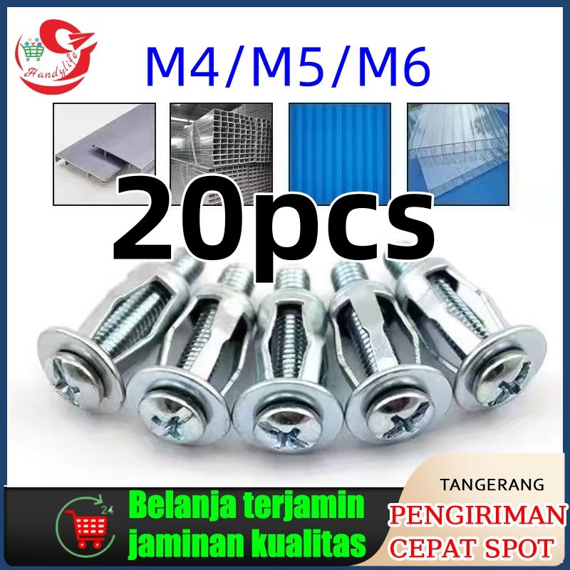 Jual 20pcs Jack Carriage Nut Carbon Steel Metal Petal Bolt M4 M5 M6 ...