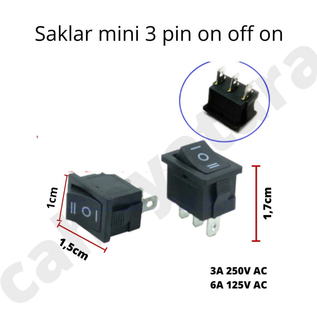 Jual [2GRAM] Saklar / Switch 3 pin MINI On Off On Segi Hitam | Shopee ...