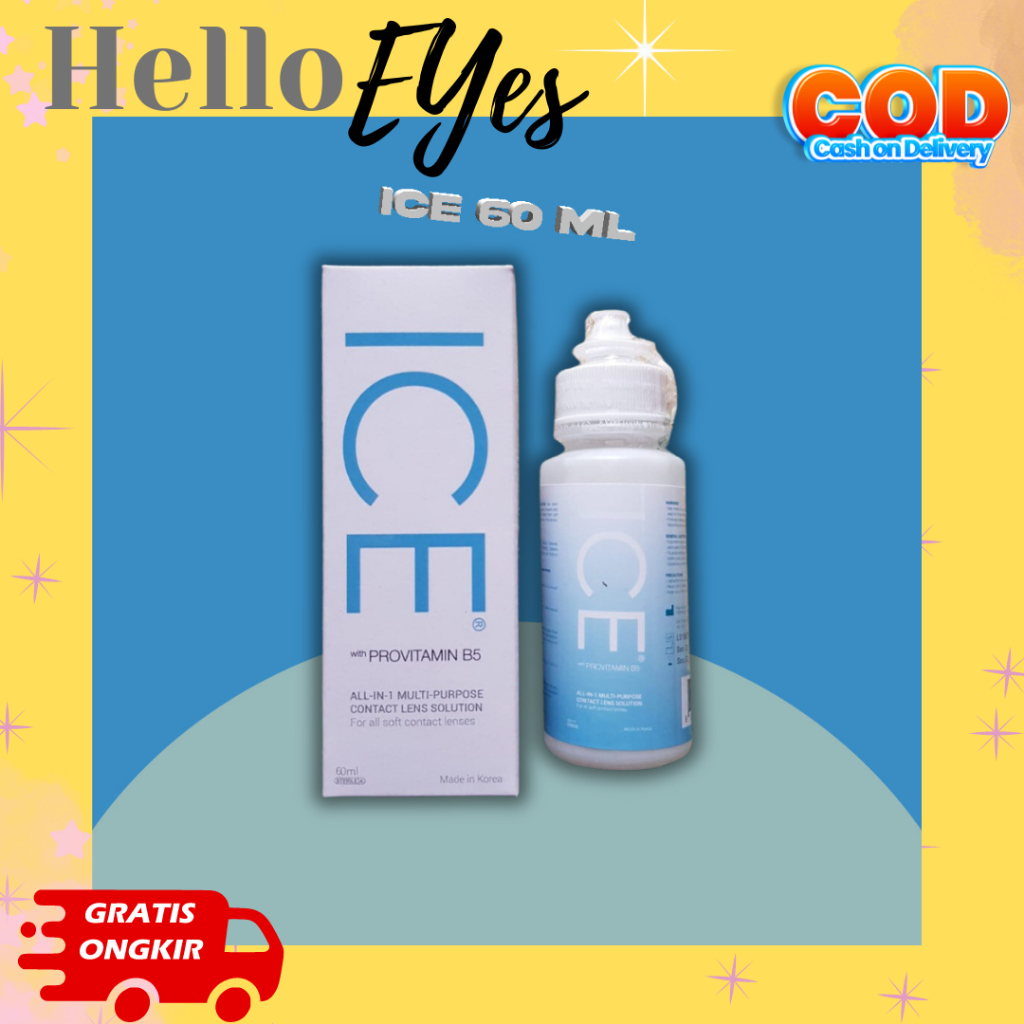 Jual ( GRATIS ONGKIR ) HELLO EYES Cairan Pembersih Softlens ICE 60ml ...