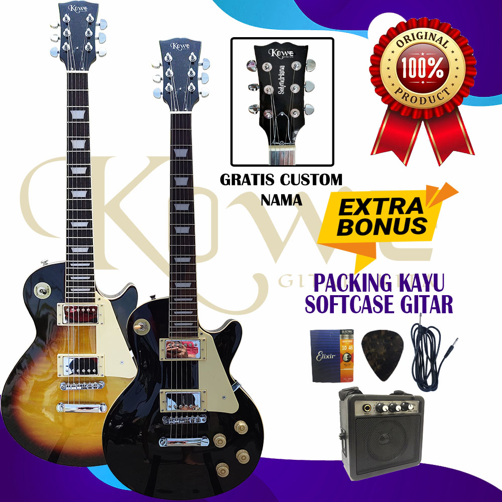 Jual Gitar Listrik Merk Kowe ORIGINAL FREE PACKING KAYU | Shopee Indonesia