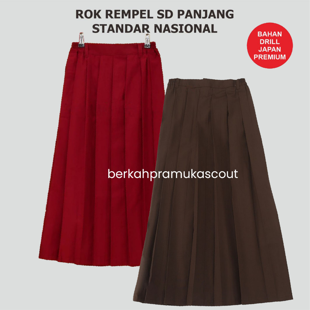 Jual Seragam Sekolah Rok Panjang Rempel Sekolah SD Mi Merah Coklat Pramuka Rok Rempel Perempuan ...