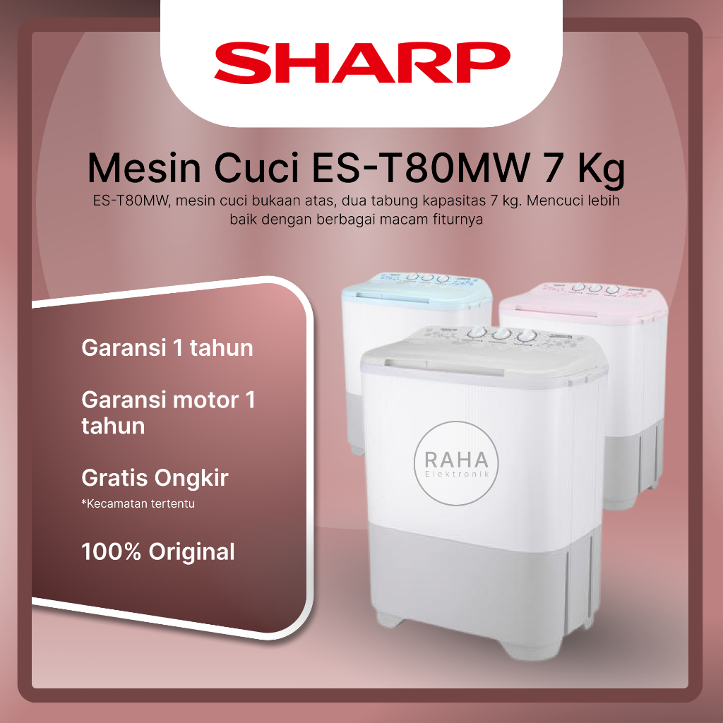 Jual SHARP Mesin Cuci ES-T80MW-BK 2 Tabung 7kg 80 MW | Shopee Indonesia