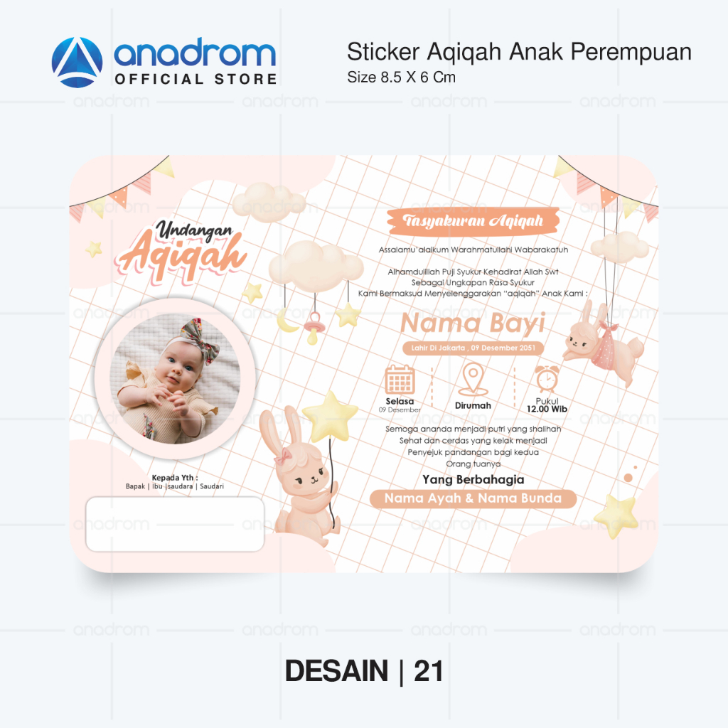 Jual Sticker Label Aqiqah Anak Perempuan | Sticker Label Box Makanan ...
