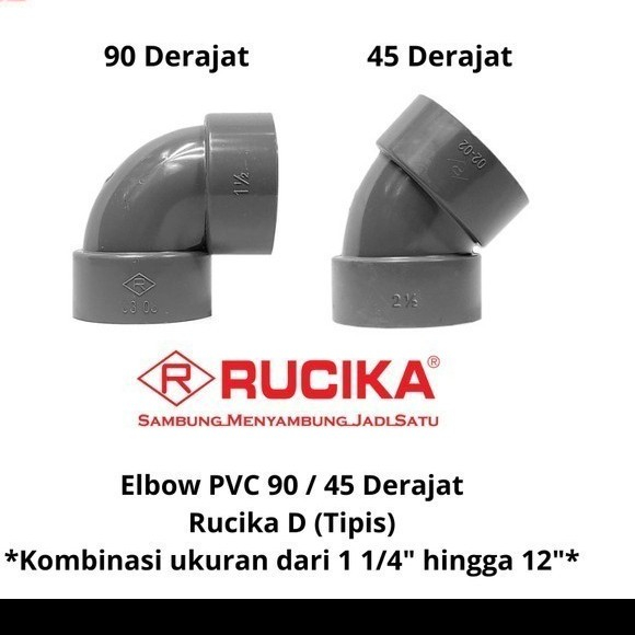 Jual Elbow Keni Knee PVC Rucika 5" Inch D (Tipis) 90 / 45 Derajat - 90 derajat | Shopee Indonesia