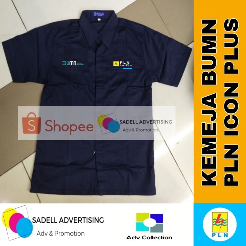 Jual Kemeja PLN ICON PLUS Seragam BUMN PLN Icon Plus Navy Lengan Pendek ...