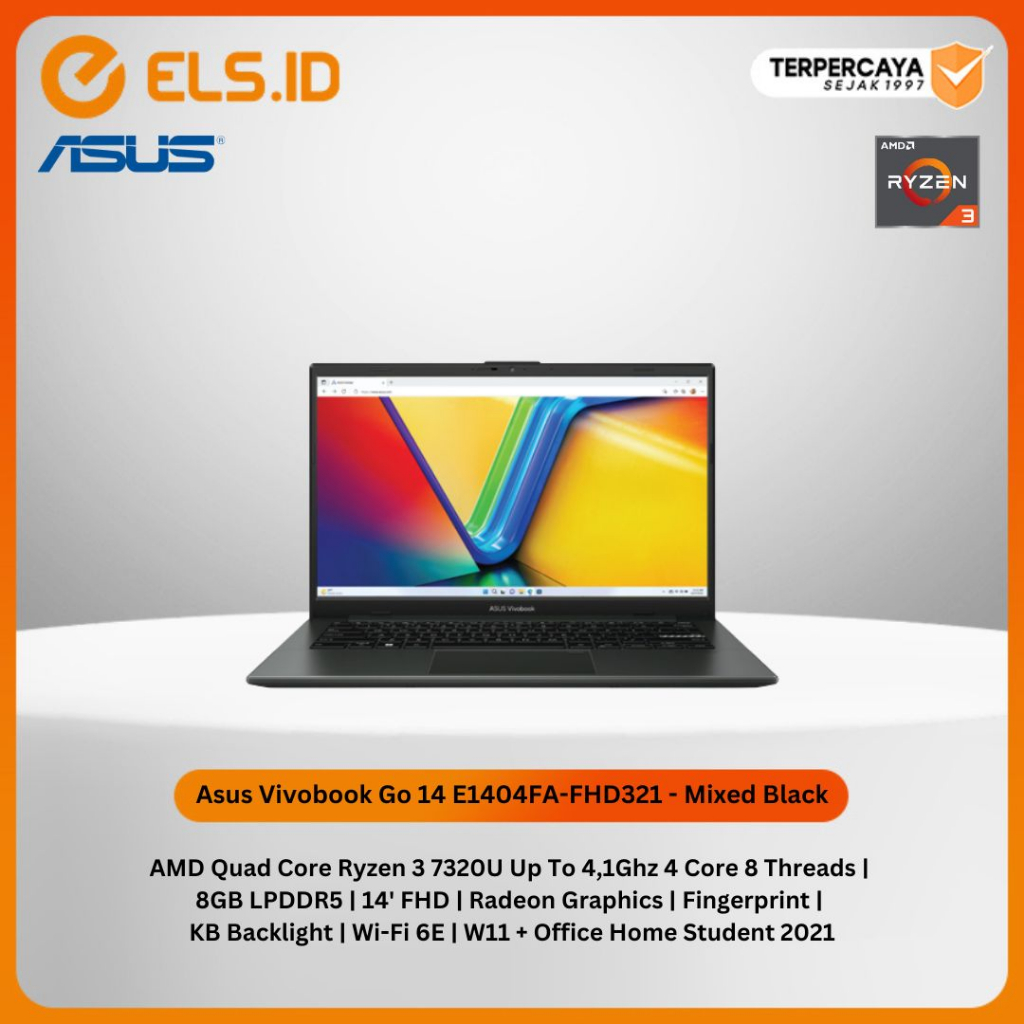 Jual Asus Vivobook Go 14 E1404FA-FHD321 - Mixed Black [Ryzen 3 7320U ...
