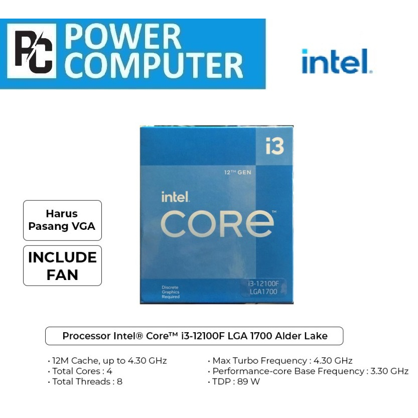 Jual Processor Intel Core i3 12100F Alder Lake LGA1700 (Harus Pasang VGA) | Shopee Indonesia