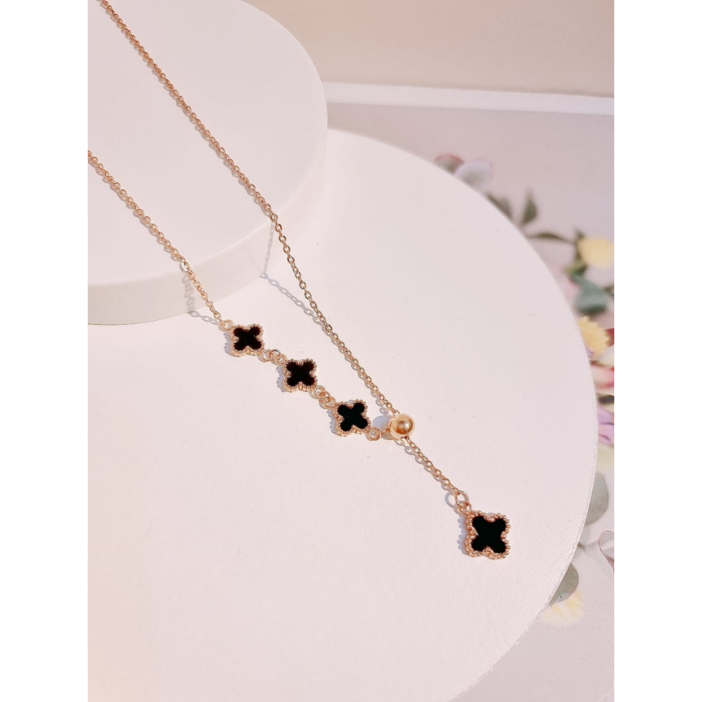 Jual Kalung bunga untai rantai pecah kopi rosegold titanium anti karat ...