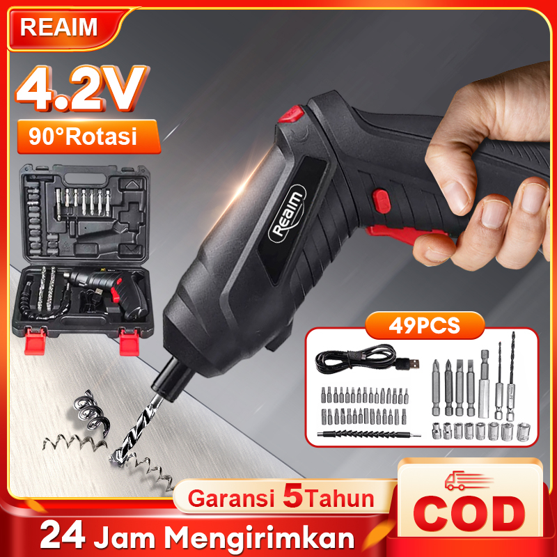Jual Reaim Mesin Bor Cordless Mini 49pcs Set 4.2V /Cordless Set ...
